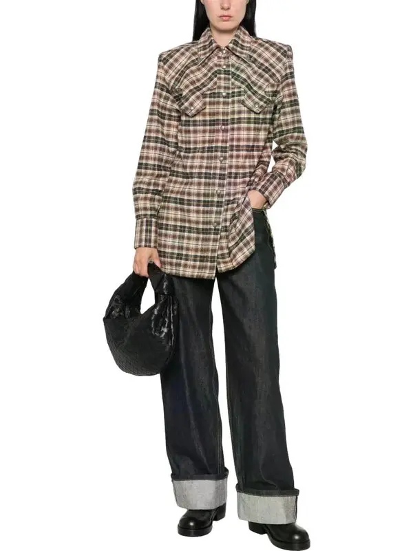 Seafarer Check-pattern Western Shirt - Brown