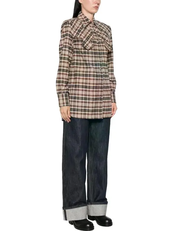 Seafarer Check-pattern Western Shirt - Brown