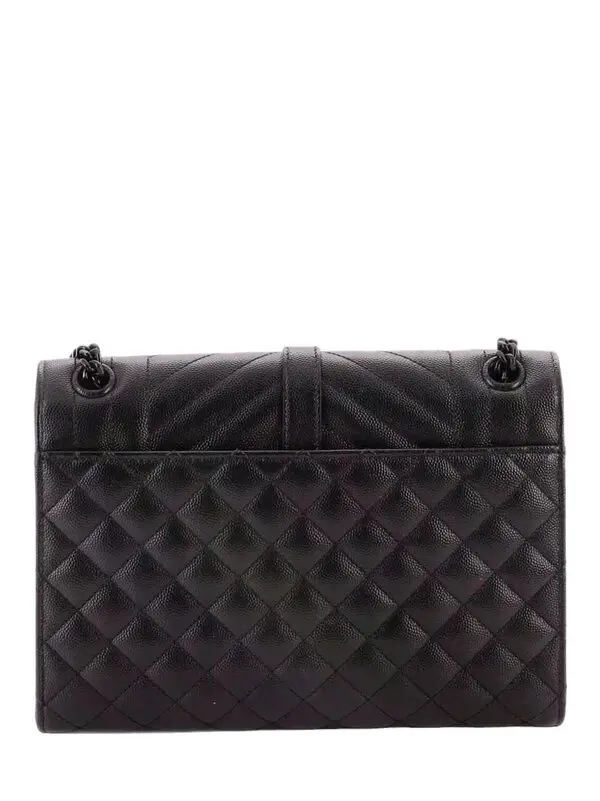 Saint Laurent Classic Monogram Envelope Satchel Mixed Matelasse Leather Medium Shoulder Bag - Black