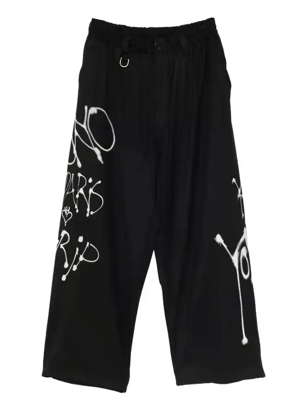 Y3 Graffiti Print Wide-leg Trousers - Black