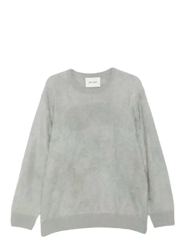 Soft Goat Crew Neck Brushed-knit Sweater - Grey