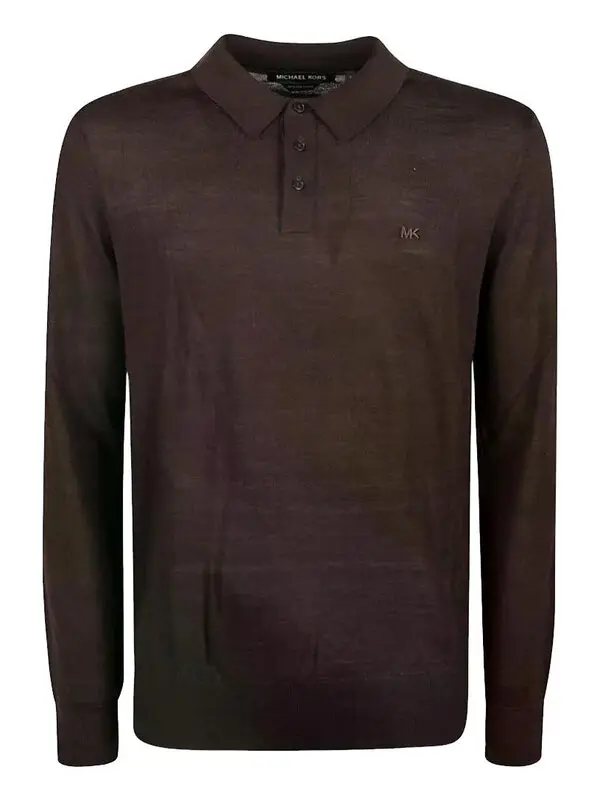 Michael Kors Logo-embroidered Merino Polo Shirt - Brown