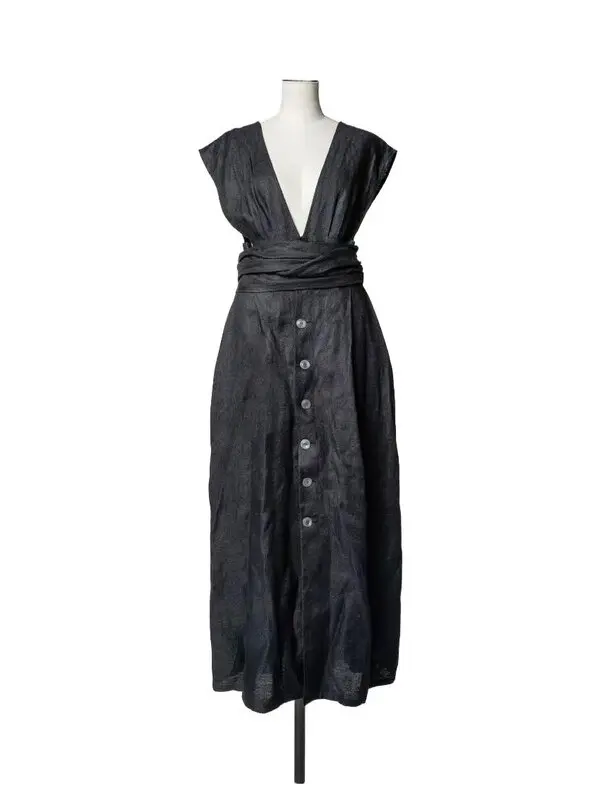 MULLER OF YOSHIOKUBO Button-down Belted Midi Dress - Neutrals