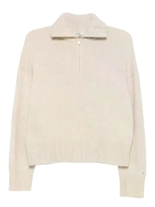 Maje Quarter-zip Collared Sweater - Neutrals