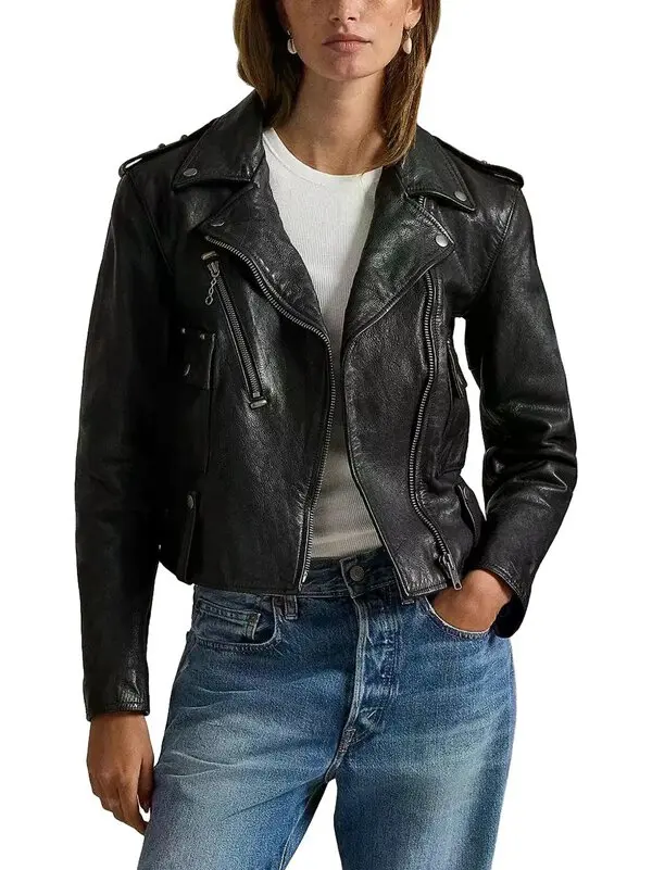 Polo Ralph Lauren Leather Biker Jacket - Black