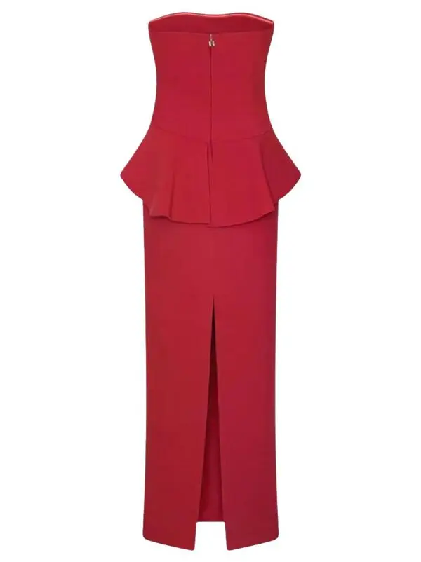 ROTATE BY BIRGER CHRISTENSEN Long Flower Strapless Maxi Dress - Red