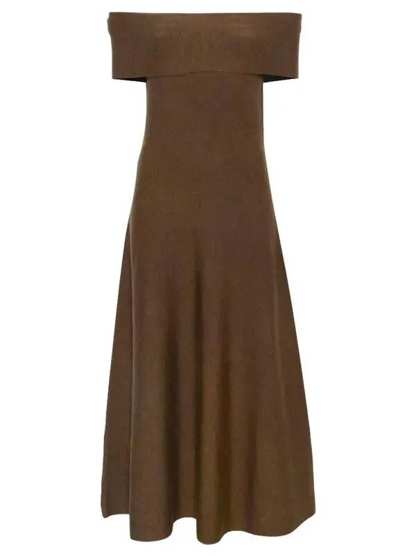 Simkhai Camilla Off-shoulder Midi Dress - Brown