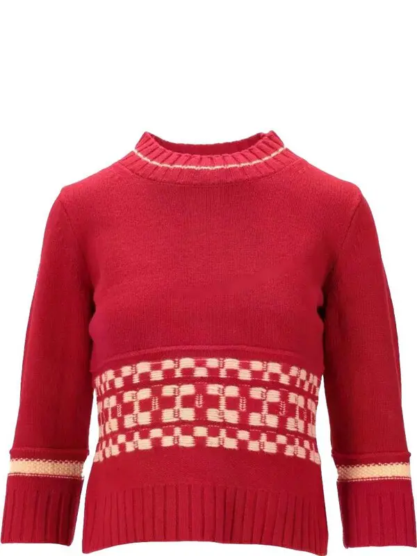 B.B. WALACE Geometric-pattern Ribbed-trim Sweater - Red