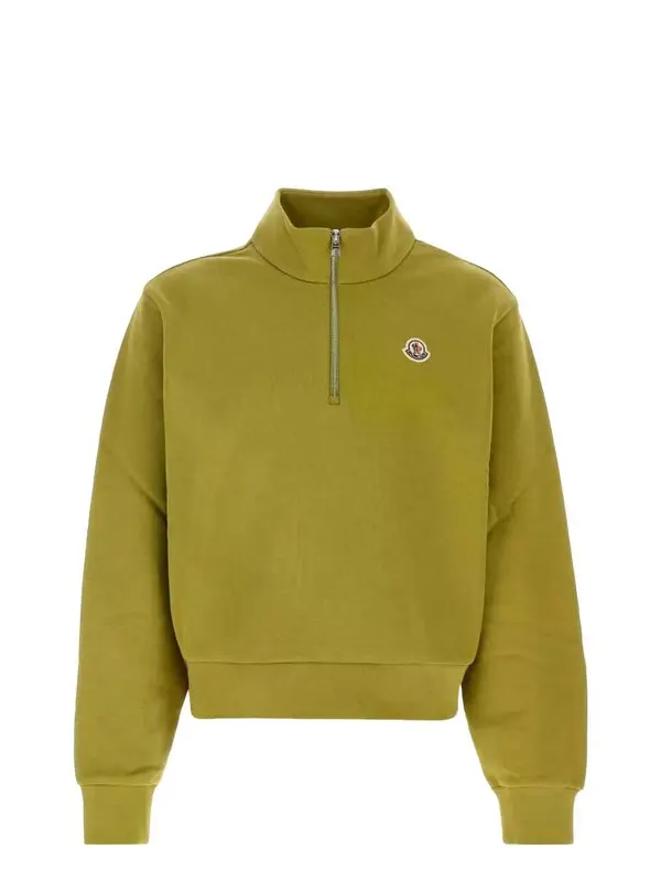 Moncler Logo-patch Quarter-zip Sweater - Green