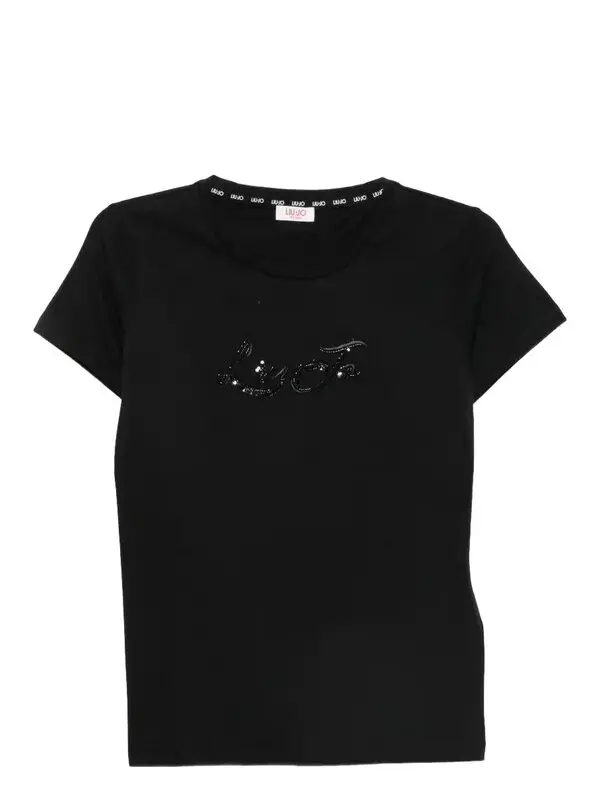 Liu Jo Sequinned-logo T-shirt - Black