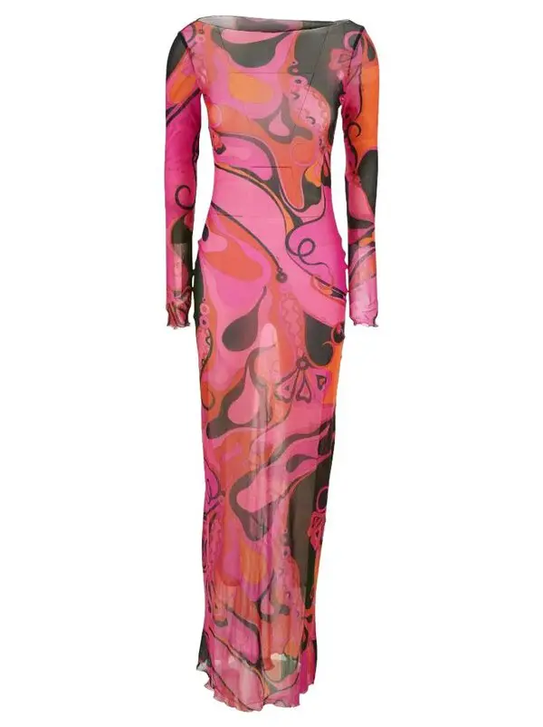 Emilio Pucci Iride-print Long-sleeve Dress - Pink
