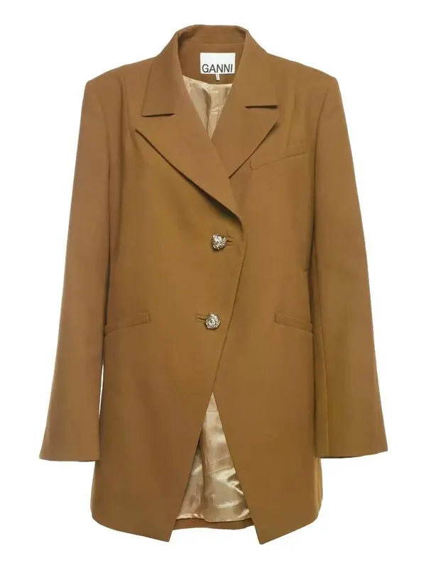 GANNI Asymmetric Single-breasted Blazer - Brown