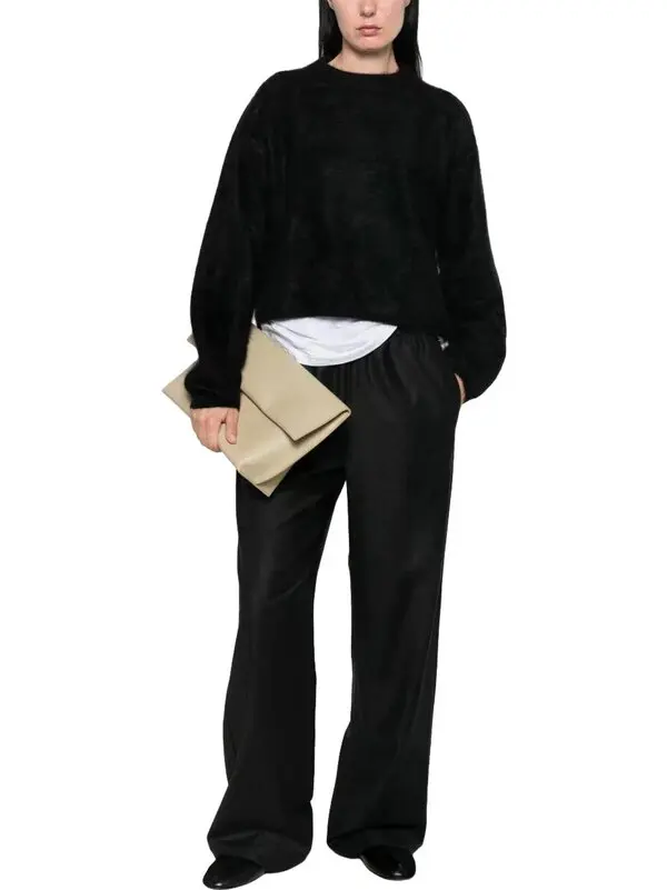 Soft Goat Fuzzy-knit Sweater - Black