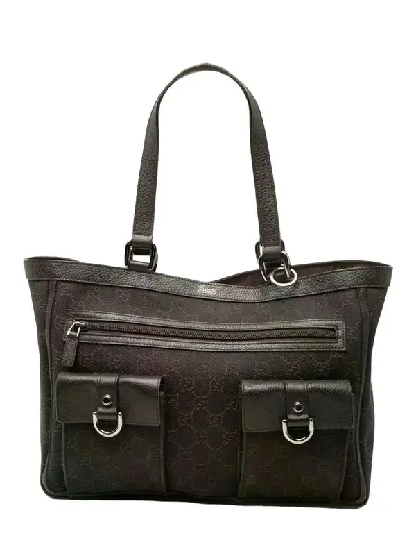 Gucci 2000-2015 Gg Denim Abbey D Ring Pocket Tote Bag - Brown