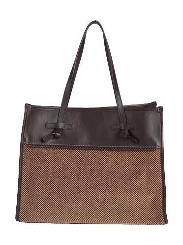 GIANNI CHIARINI Handbag Tan Textile Fibers, Leather - Brown