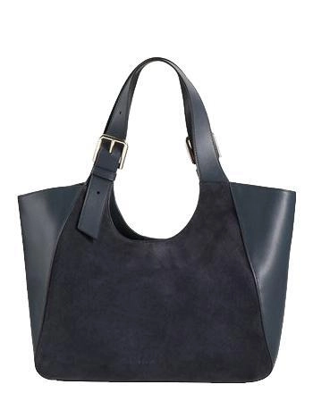 Furla Leather And Suede Shoulder Bag - Navy