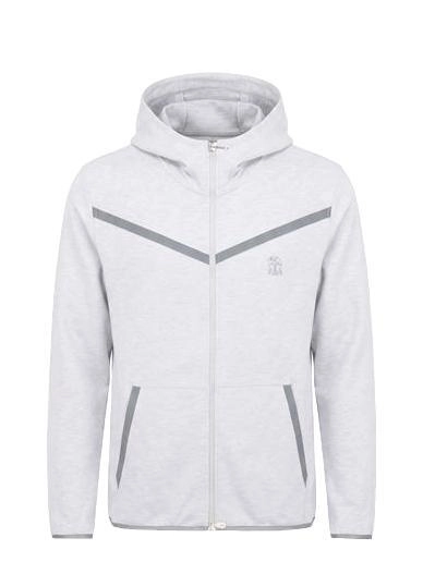 Brunello Cucinelli Cotton And Polyamide Hooded Sweatshirt - Light Grey