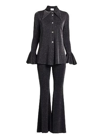 Sleeper Co-ord Size Polyester, Metallic Fiber, Lycra - Black