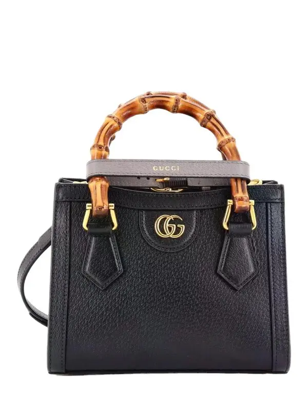 Gucci Diana Nm Bamboo Handle Tote Leather Mini Crossbody Bag - Black