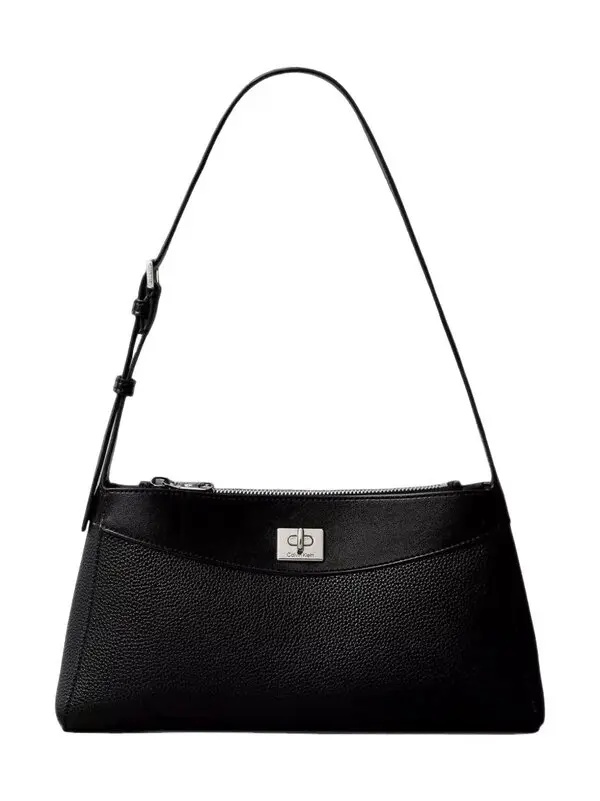 Calvin Klein Grainy-texture Twist-lock Shoulder Bag - Black