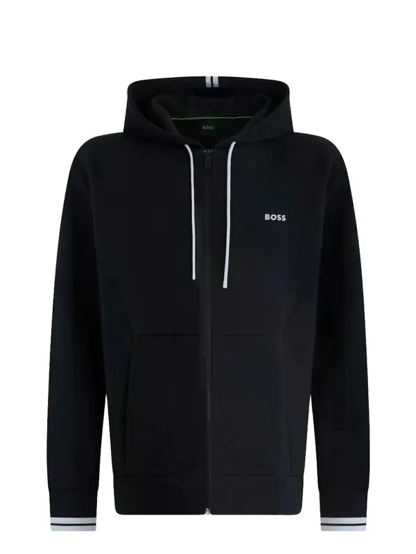 BOSS Logo-print Zip-up Hoodie - Black