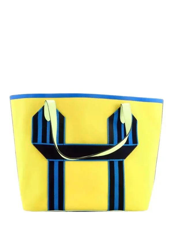 Hermès Pursangle Canvas With Leather Tote Bag - Blue