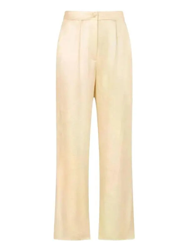 Liu Jo Crinkled-satin Side-slit Trousers - Neutrals