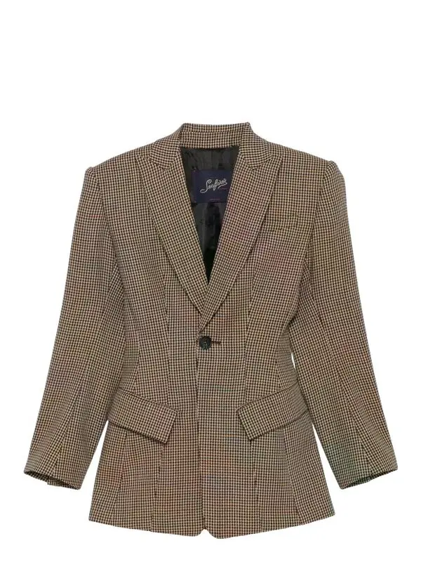 Seafarer Houndstooth-pattern Single-breasted Blazer - Brown