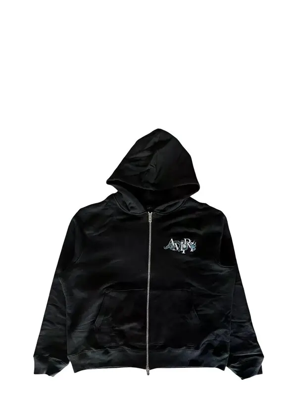 Amiri Embroidered-dragon Zip-up Hoodie - Black