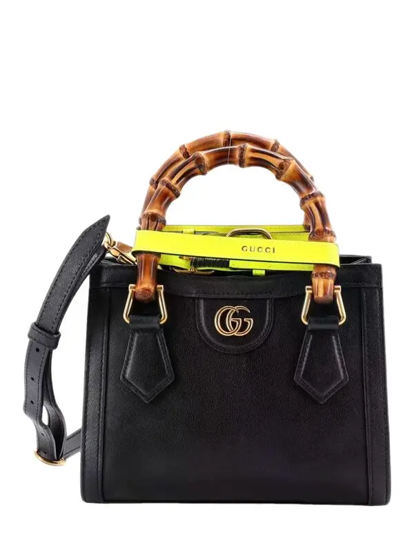 Gucci Diana Nm Bamboo Handle Tote Leather Mini Crossbody Bag - Black