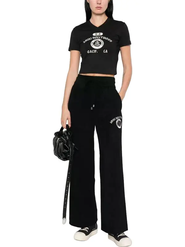 Amiri Wide-leg Embroidered Track Pants - Black