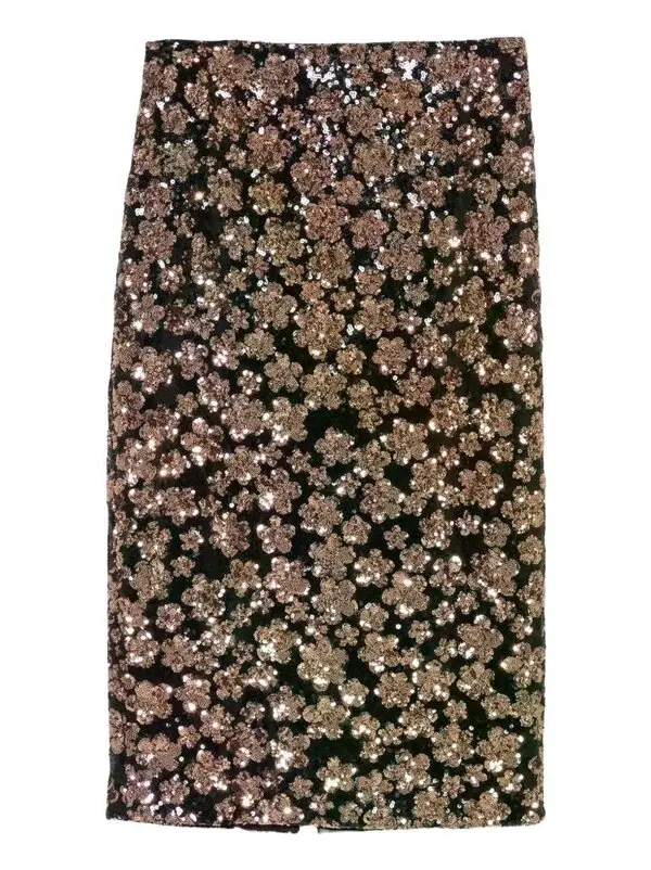 Max Mara Sequin-embellished Midi Skirt - Black