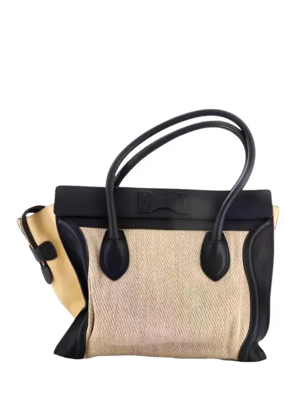 Celine Tricolor Luggage Bag Canvas And Leather Shoulder Bag - Neutrals