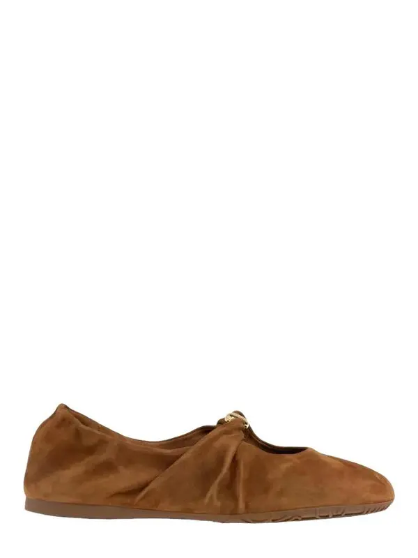 Loewe Pebble Soft Ballerina In Suede Goatskin - Brown