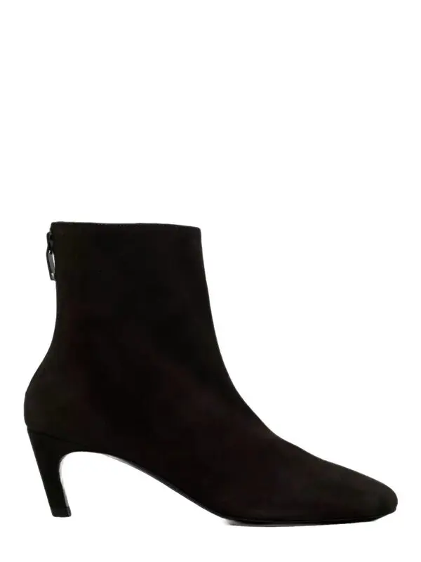 TOTEME Suede Rear-zip Ankle Boots - Black