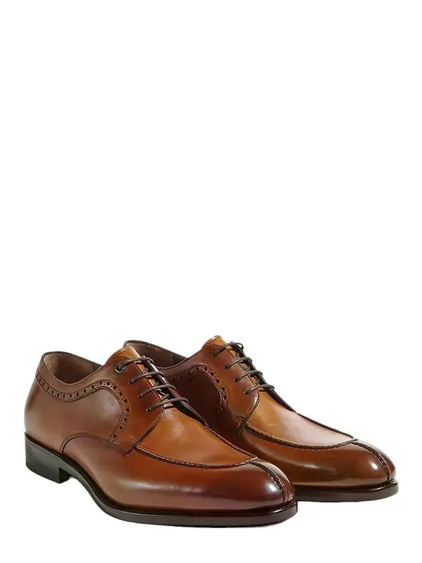 FERRAGAMO Brogue-detail Leather Derby Shoes - Brown