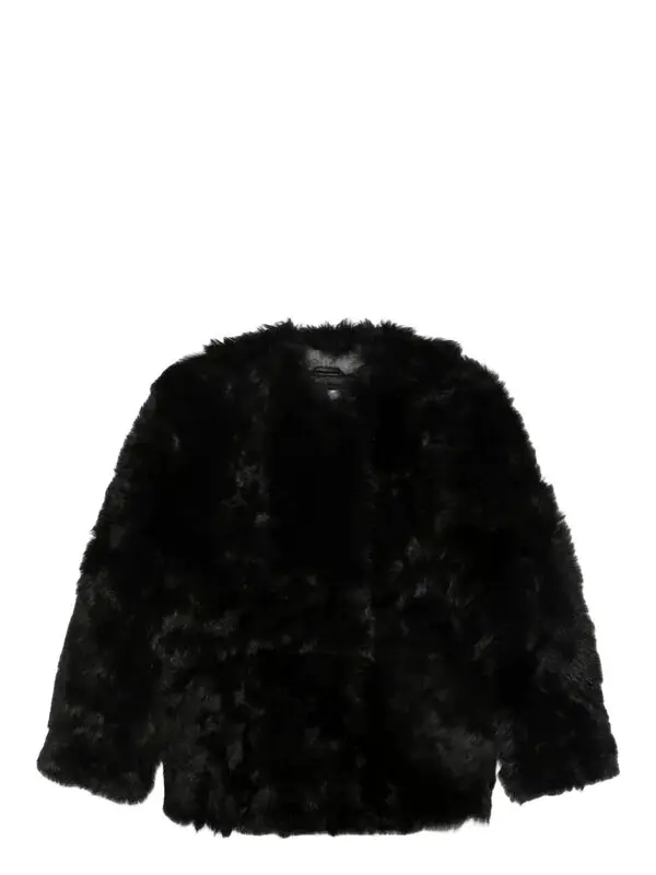 Soft Goat Shearling Coat - Black