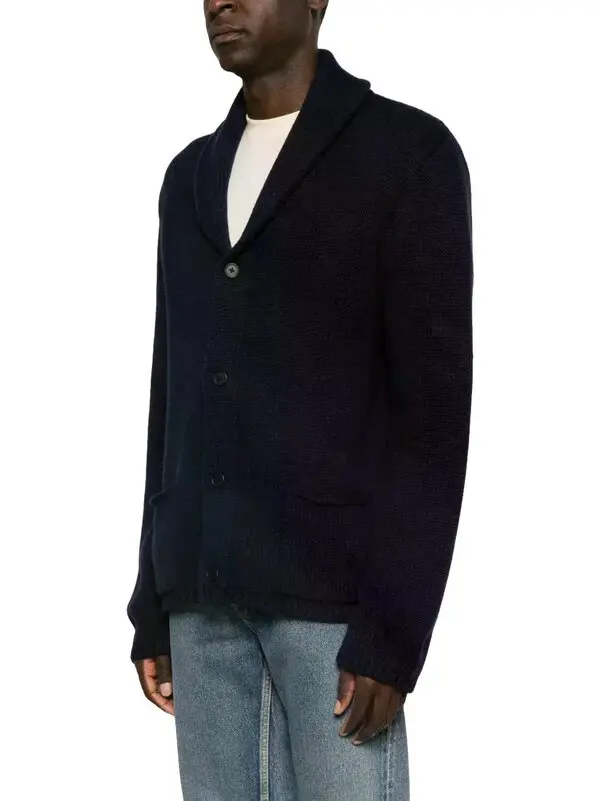 THE ROW Dor Shawl-collar Waffle-knit Cardigan - Blue