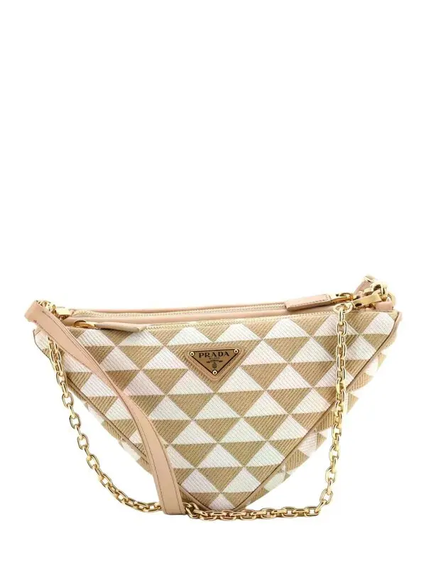 Prada Double Symbole Triangle Mini Shoulder Bag - Neutrals