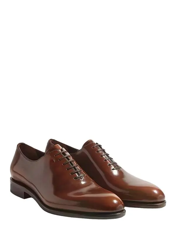 FERRAGAMO Balmoral Leather Oxford Shoes - Brown