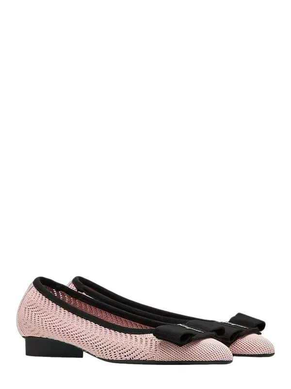 FERRAGAMO Vara Bow Mesh Ballet Flats - Pink