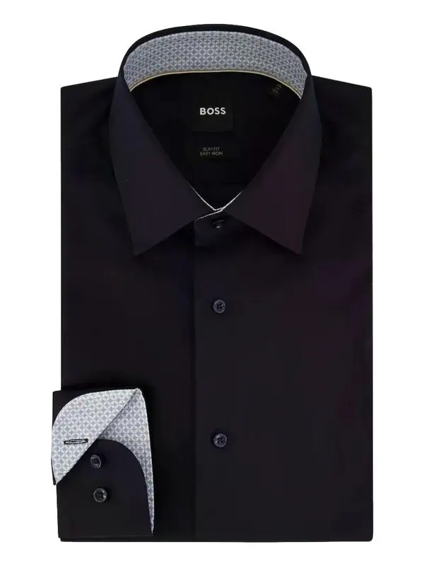 BOSS Geometric-print Lining Slim-fit Shirt - Blue