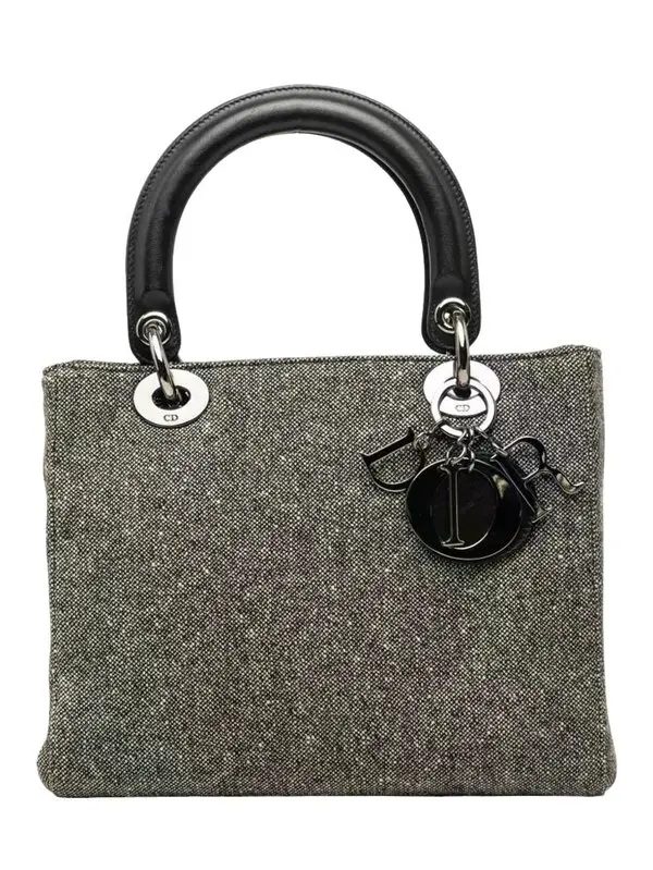 Dior 1998 Medium Tweed Lady Satchel - Grey