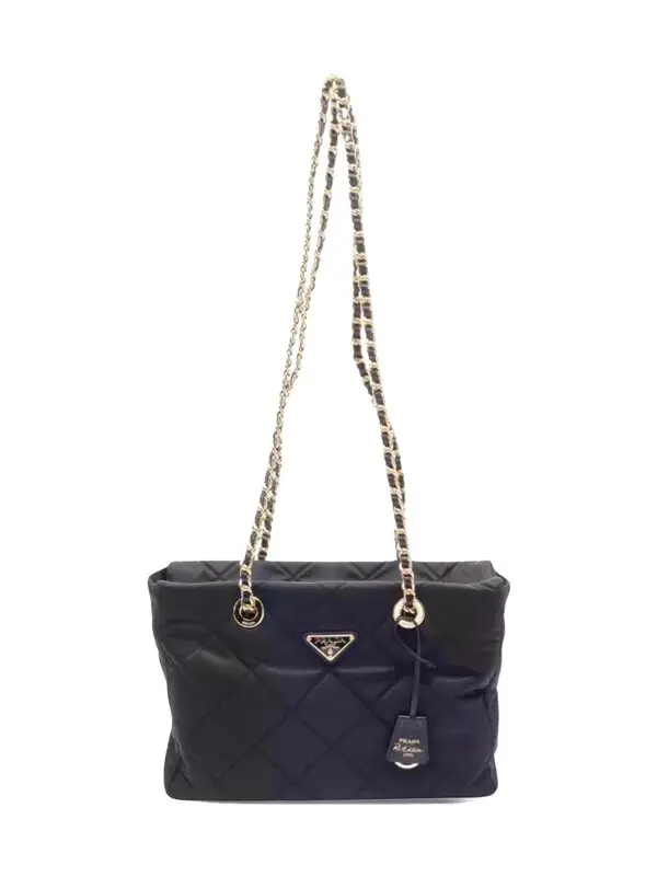 Prada 2013-2026 Medium Impuntu Re Nylon Re Edition 1995 Chaine Tote Bag - Black
