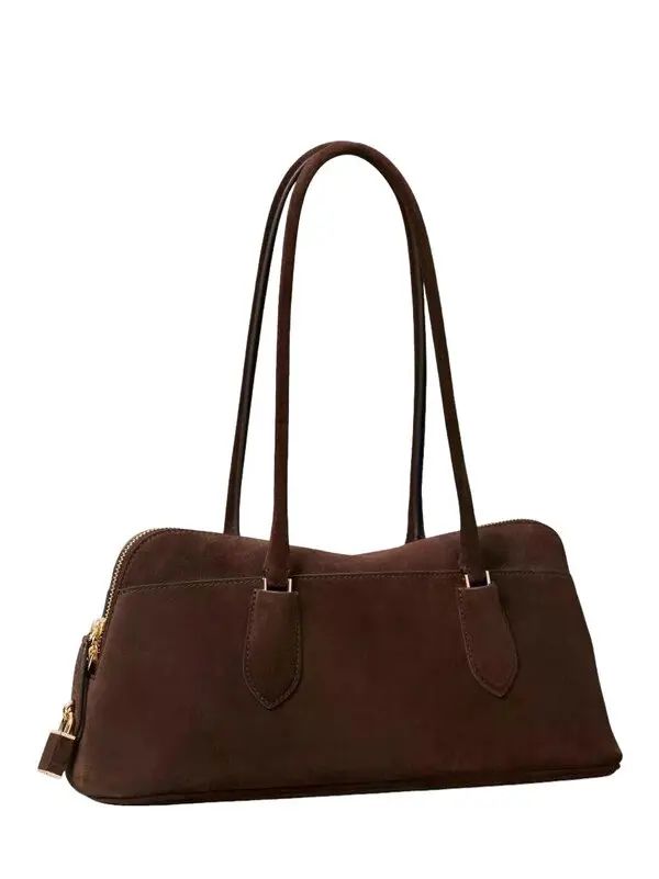 Tory Burch Lock Suede East-west Satchel - Brown