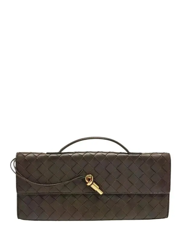 Bottega Veneta Andiamo Leather Clutch Bag - Brown