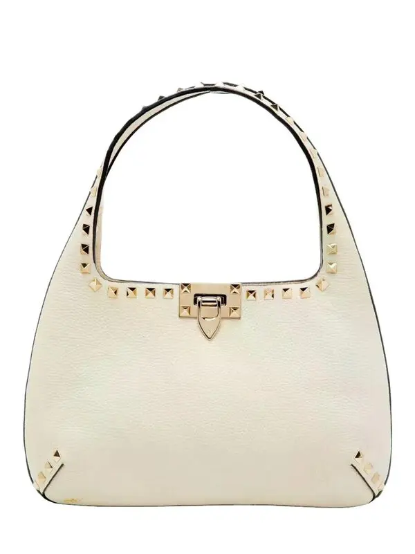 Valentino Garavani Rockstud Leather Shoulder Bag - Neutrals