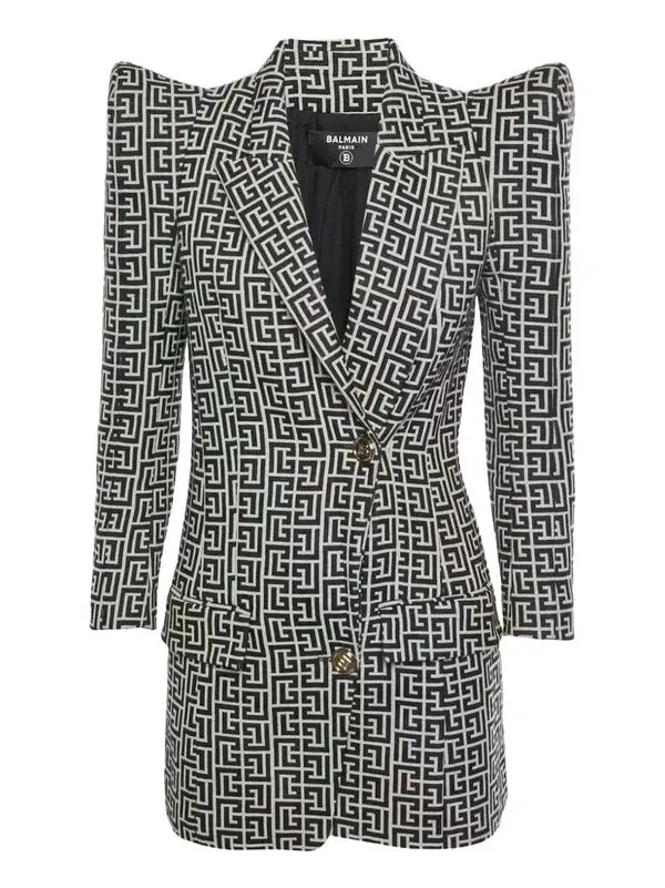 Balmain Monogram Peak-shoulder Blazer - Black