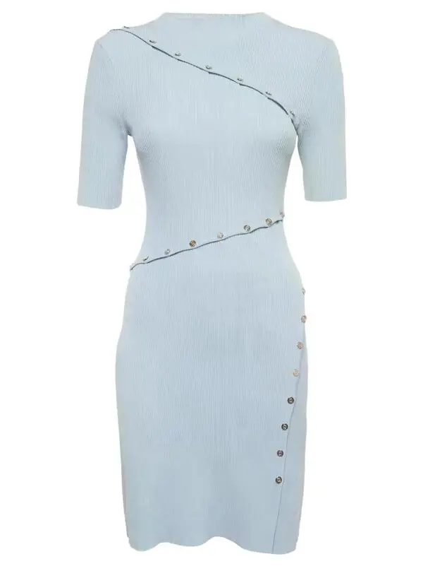 Maje Asymmetrical Rib-knit Midi Dress - Blue
