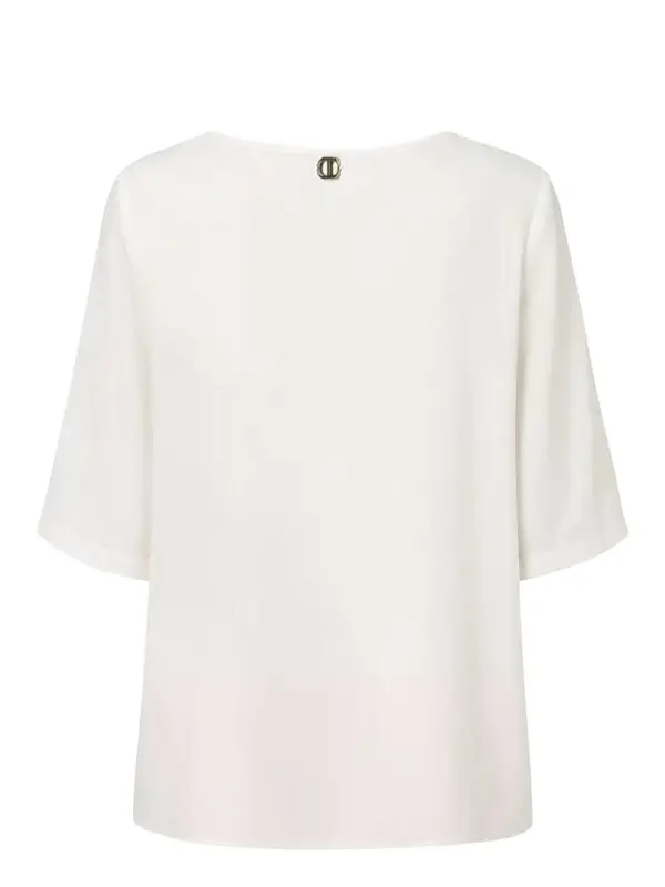 TWINSET Satin Logo Plaque Blouse - White